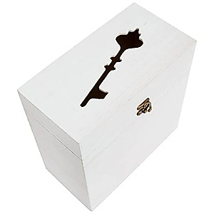 Juvale Wooden Wedding Card Box for Reception With Clasp and Slot, 9.75 x 5 x 10 Inches (White)
