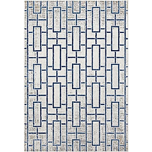 Abani Atlas 5'x8' Blue/Grey Area Rug, Rectangle Design - Durable Non-Shedding - Easy to Clean