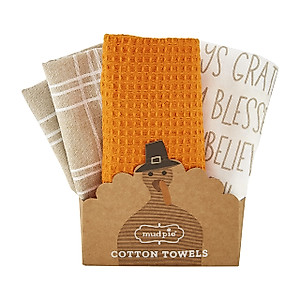 Mud Pie Fall Set of 3 Towels, Always Thankful, 26" x 16.5"