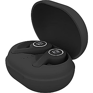 iHome XT-60 True Wireless Earbuds with Rechargeable Travel Case, Bluetooth Earphones with Microphone and Touch Control, Black