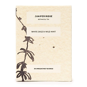 Juniper Ridge White Sage & Wild Mint Botanical Tea - Earthy, Herbal, & Bright Mint Notes - Vegan, Caffeine Free & Gluten Free - 20 Unbleached Teabags