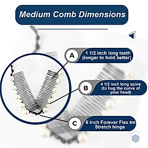 Hairzing 2 Pack Banana Hair Clips for Women - White Pearl Hair Comb Clips for Thick, Thin and Curly Hair - Snug & Comfortable Hair Banana Clip Hold Hair All Day