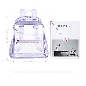 abshoo Clear Mini backpack Stadium Approved 12x12x6 Clear Bag Transparent Small Backpacks (Purple)