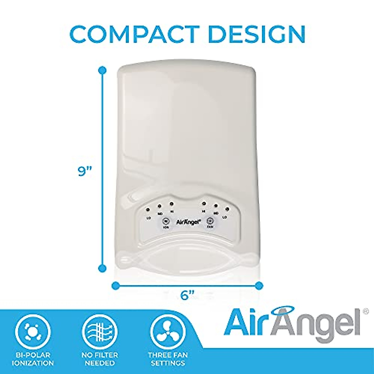 Air Angel AA300 Air Purifier for Home, Office, and Car - Energy Efficient Odor Eliminator with Polar Ionization and AHPCO Technology - Indoor Air Purification and Sanitation