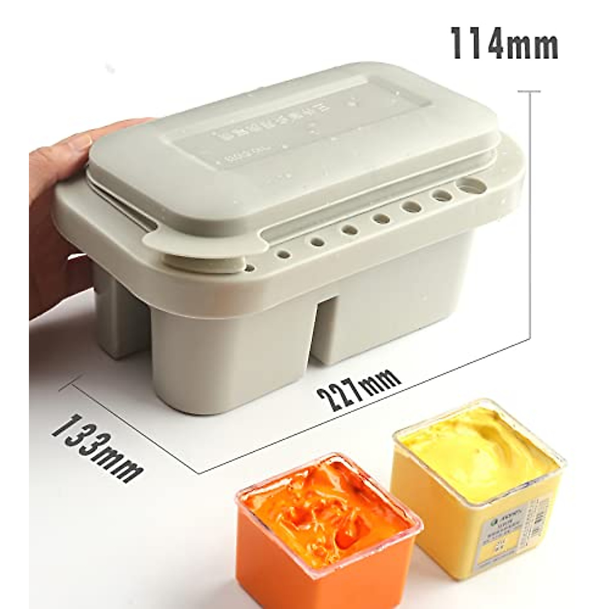 Artist Brush Basin Multifunction Paint Brush Tub with Brush Holder Suitable for Acrylic and Watercolor Painting （Large）