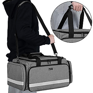 Trunab First Responder Bag Empty, Professional Medical Supplies Bag First Aid Kits Bag with Inner Dividers for Home Health Nurse, Community Care, EMT, EMS, Bag Only, Grey - Patented Design