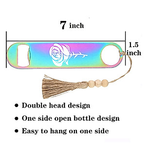Bar Key for Bartenders Girls, Rose Woman Bartender Opener Rainbow Stainless Steel Bottle Opener, Funny Flat Bottle Opener Bartender Gift for Bartender Woman…