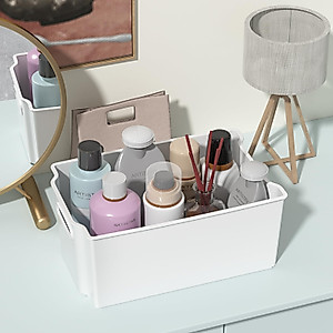 Hommp 4-Pack Plastic Storage Bin, Stackable Pantry Organizer Bins, White