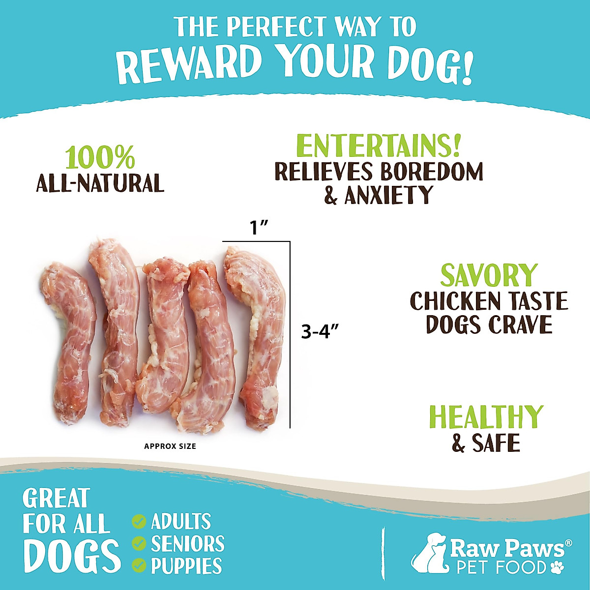 Raw Paws Frozen Raw Chicken Necks for Dogs, 20 lb - Made in USA - Raw Dog Bones - Fresh Meaty Dog Bones - Frozen Dog Bones - All-Natural Raw Meaty Bones for Dogs - Healthy Edibles Dog Bones