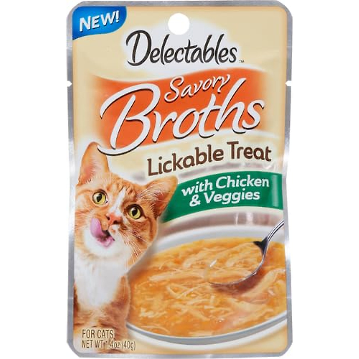 Hartz Delectables Savory Broths Chicken & Veggies Lickable Wet Cat Treats, 12 Count