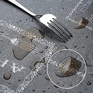CHRAMACY Vinyl Tablecloth Waterproof - Oil Proof Spill-Proof Heavy Duty Rectangle Plastic Table Cloth - Wipe Clean PVC Table Cover for Halloween Summer Indoor,Outdoor (Black,54" x 78")