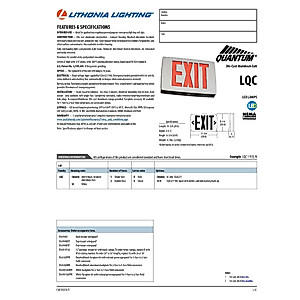 Lithonia Lighting LQC 1 G 3W LED Exit Sign, White