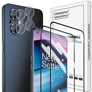 Orzero (2+2) Compatible for OnePlus Nord N20 5G, 2 Pack Screen Protector + 2 Pack Camera Lens Protector, Full Adhesive High Definition Bubble Free Anti-Scratch
