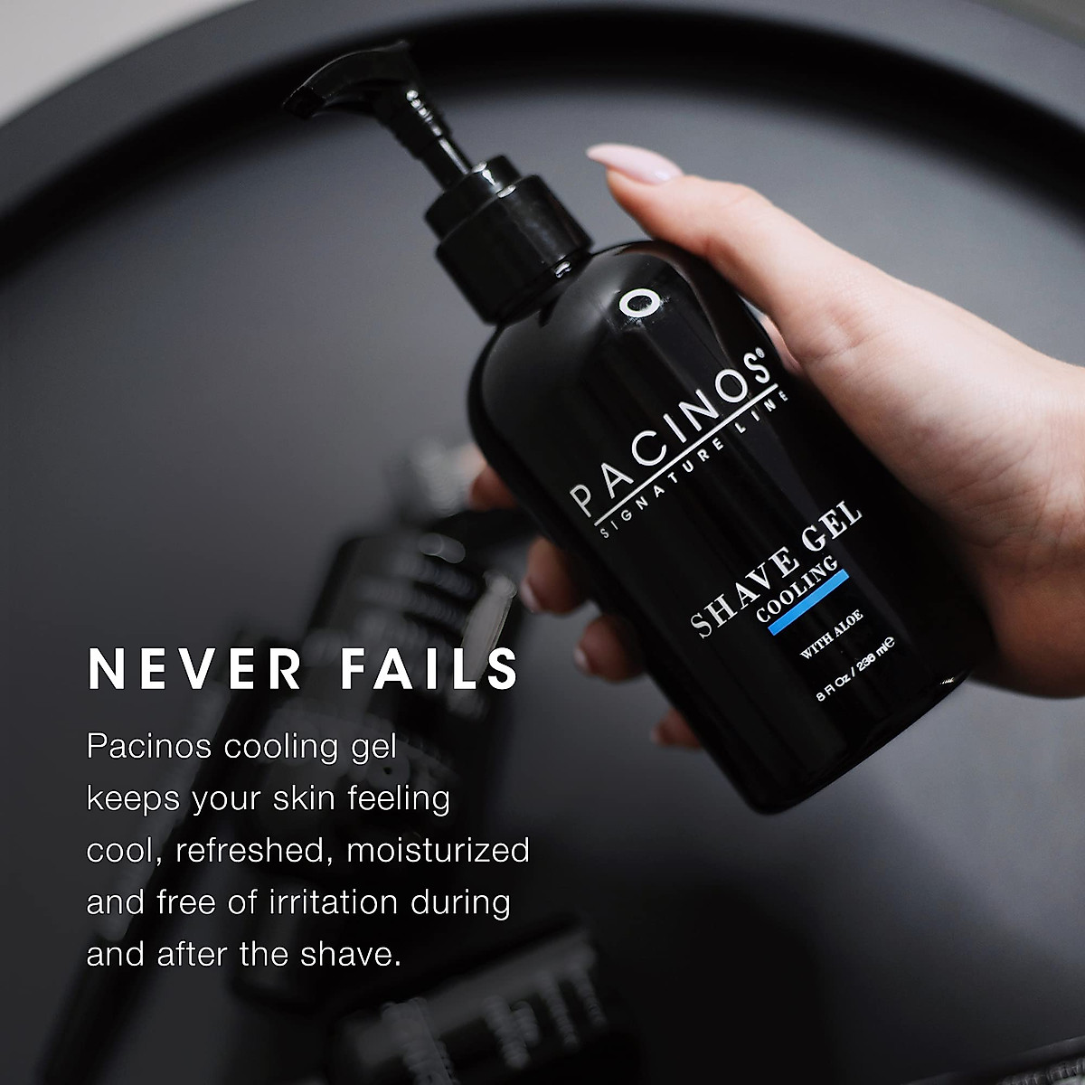 Pacinos Shave Gel - Cooling Gel with Aloe Vera - Moisturizing Mens Shaving Gel - 8 Fl. Oz