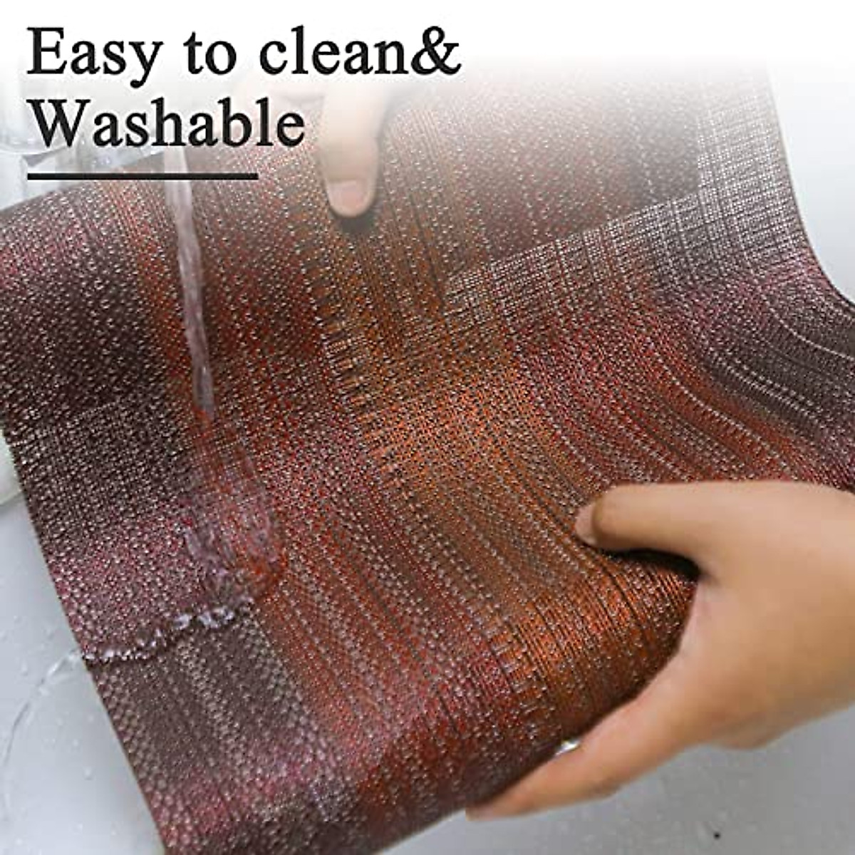 Pauwer Placemats Set of 6 Woven Placemats for Dining Table Indoor Outdoor Table Mats Heat Resistant Washable Vinyl Placemats for Kids, Red