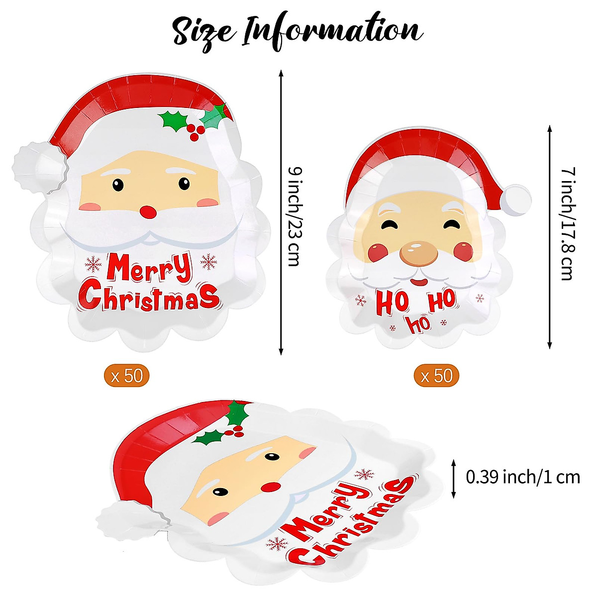 durony 100 Pack Santa Christmas Disposable Paper Plates 9 Inch Dinner Plates 7 Inch Dessert Plates Christmas Party Plates Merry Christmas Plates for Christmas Holiday Party Supplies, DY1144