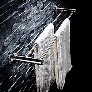 Towel Rack Towel Rails Double Towel Bar,Stainless Steel Brushed Towel Shelf,Bathroom Towel Rack,Wall Mounted Double Bathroom Towel Bar Storage Holder Multi-Functio