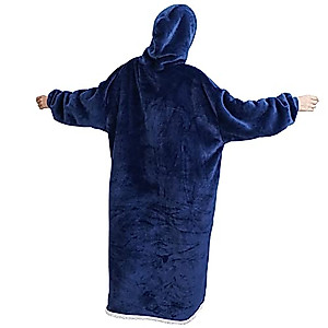 Oversized Blanket Hoodie, Warm Cozy Wearable Blanket Unique Wife Gift Mom Gifts, Blanket Sweatshirt for Women Men Adults(Blue/Ultra Long)