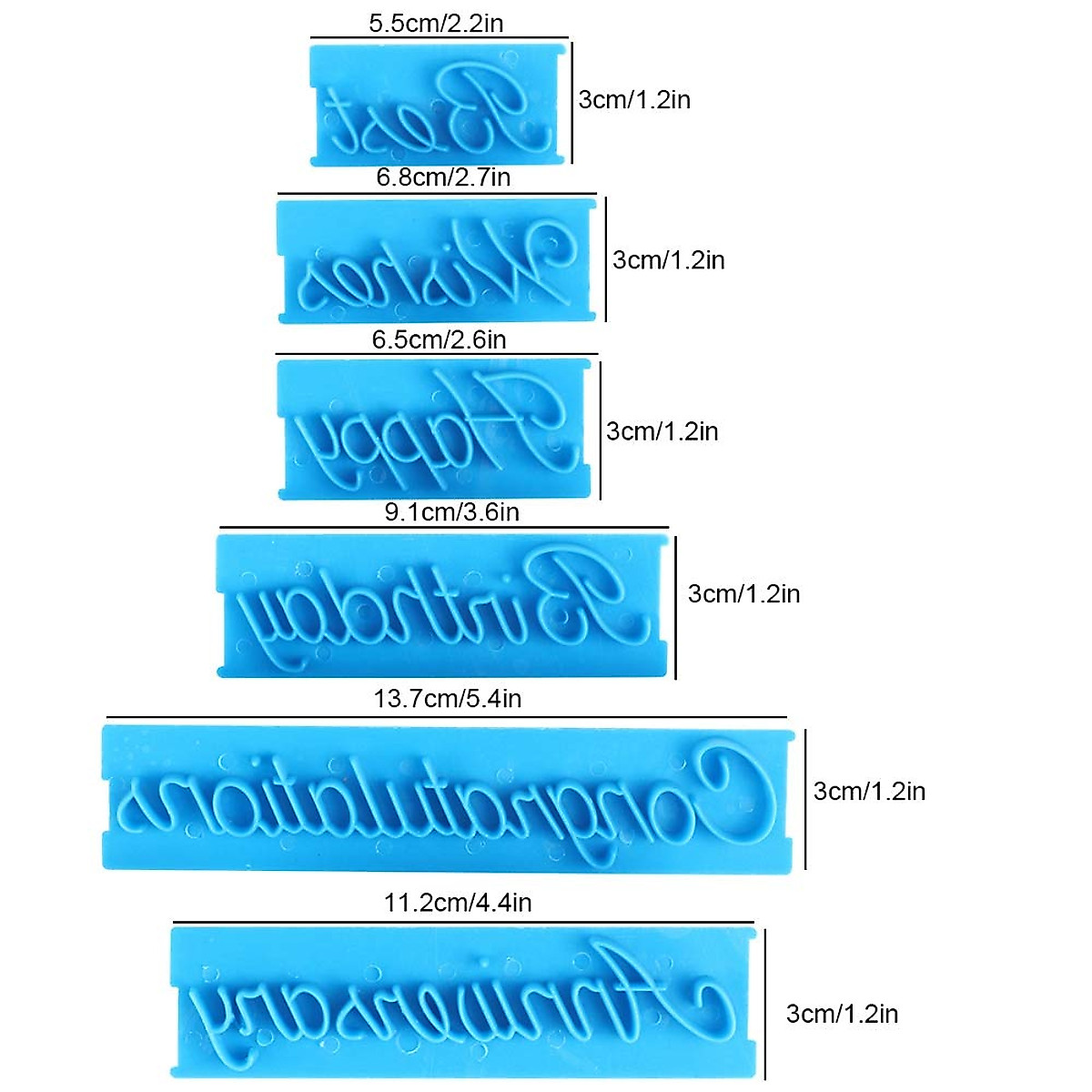 Fdit 3 Set Cake Decorating Printing Handwriting Letter Cake Embosser DIY Plastic Molds for Cupcakes Cookies