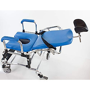 Laguna Professional Reclining Shower Chair with Wheels, Institutional Quality Adjustable Tilting Commode Seat for Shower and Bathtub for Elderly, Seniors, and Disabled, Padded Seat, Back, Armrests