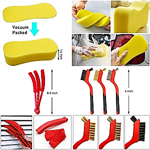 Jaronx 24PCS Car Detailing Drill Brush Kit, Car Detailing Kit, Car Detailing Brush Set (Car Drill Brushes, Car Drill Polishing Pads, Detailing Brushes, Wash Mitt/Sponge, Wire Brushes, Cleaning Gel)…