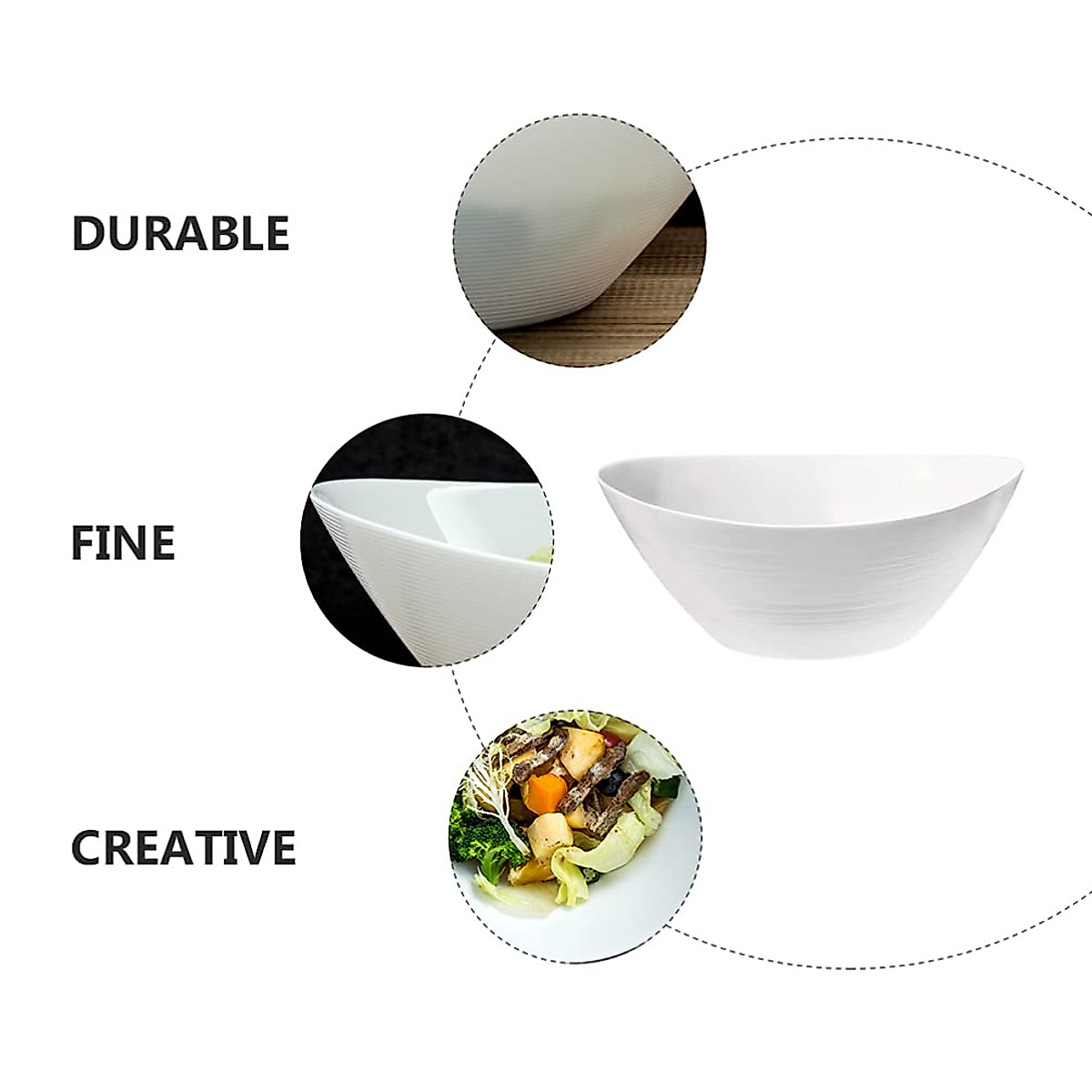 YARDWE White Pasta Serving Bowls Boat Shaped Bowl Toughened Glass Salad Bowl Heat Resistance Soup Bowl Small Side Dishes for Dessert Ice Cream