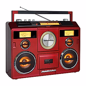 Studebaker Sound Station Portable Stereo Boombox with Bluetooth/CD/AM-FM Radio/Cassette Recorder (Red)