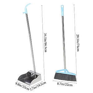 Cabilock 2 Sets Stainless Steel Trash Shovel Dustpan Broom Kit Broom Dustpan Garbage Sweeping Tool Pet Poop Tray Cleaning Dustpan Kit Office Household Stainless Steel + Plastic Floor Brush