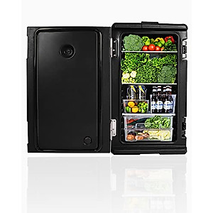 TABU 95QT End-Loading Insulated Food Pan Carrier, LLDPE Material Food Box Carrier with Double Buckles, Front Loading Portable Food Warmer with Handles (Black)