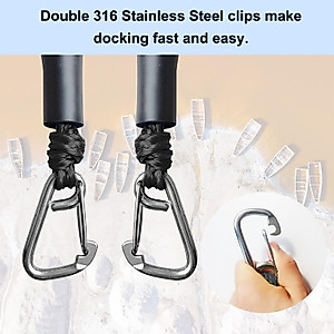 Boat Accessories - 4ft Boat Bungee Dock Lines, PE Boat Ropes for Docking with Two 316 Stainless Steel Hooks, Apply to Boating, Jet Ski,Pontoon,SeaDoo, WaveRunner, Kayak, Canoe, 2pcs Black