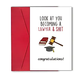Chomerry Lawyer Graduation Card, Congratulation Become a Lawyer, Grad Card for Law Student