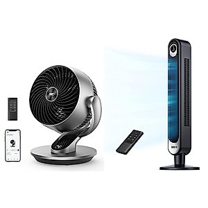 Dreo Smart Desk Fan for Bedroom, Powerful 70 ft Whole Room Air Circulator Fan, 120°+90° oscillating fans & Tower Fan 42 Inch, Cruiser Pro T1 Quiet Oscillating Bladeless Fan with Remote