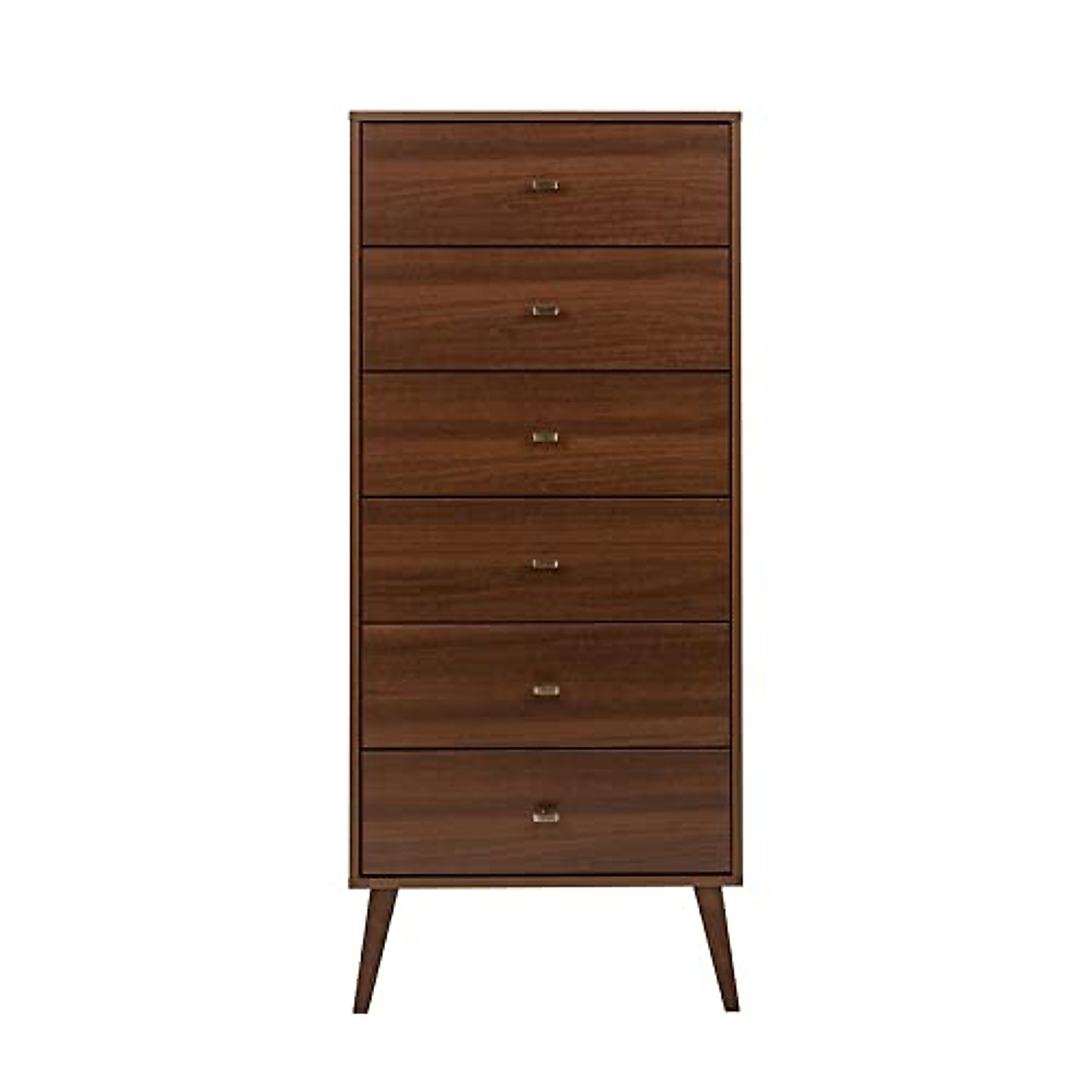 Prepac Milo Mid-Century 6 Drawer Tall Dresser Chest For Bedroom, Dresser, 16" D x 25" W x 56.25" H, Cherry