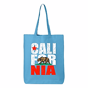 shop4ever California Bear Flag Vintage Cotton Tote Reusable Shopping Bag 6 oz Turquoise 1 Pack Eco