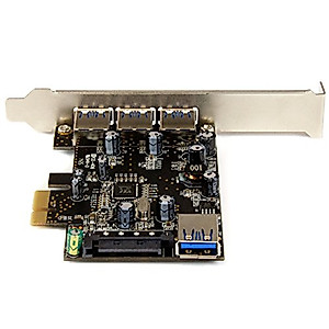 StarTech.com 4 Port PCI Express USB 3.0 Card - 3 External and 1 Internal - Native OS Support in Windows 8 and 7 - Standard and Low-Profile (PEXUSB3S42)