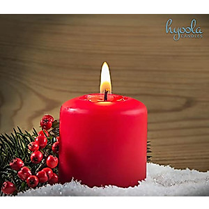 HYOOLA Red Pillar Candles 3x3 Inch - Unscented Pillar Candles - 6-Pack - European Made