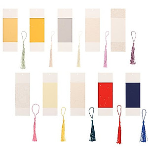 Ciieeo 4 Packs Blank DIY Calligraphy Bookmarks Decorative Bookmarks Tassels Bookmarks Waxed Xuan Paper