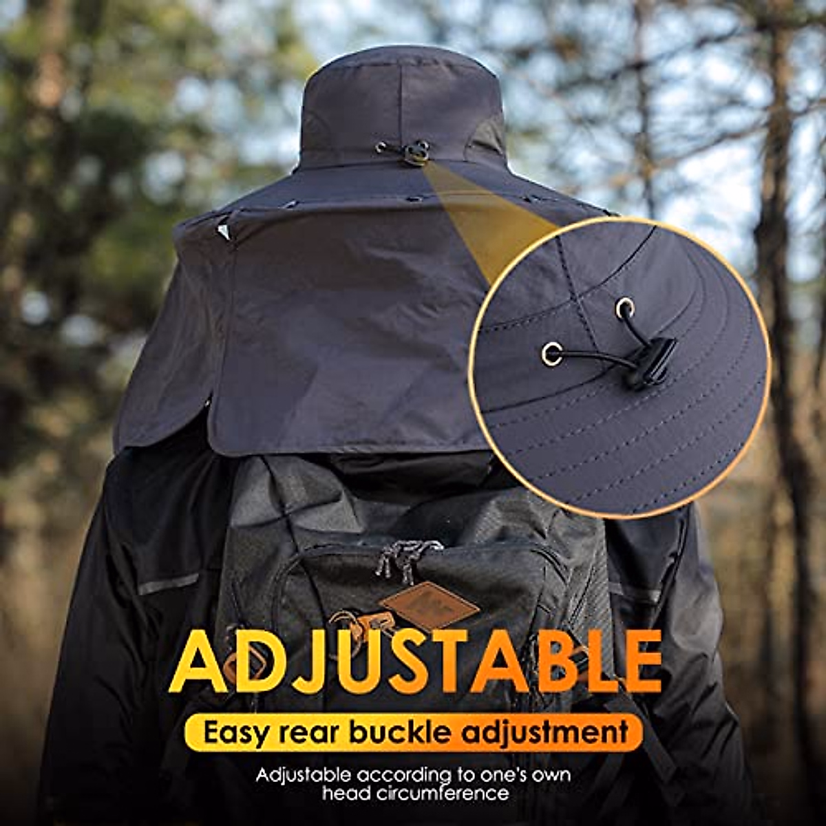 DOCVIT Fishing Hat for Men&Women,Outdoor UV Waterproof Wide Brim Bucket Hat,UPF50+ Sun Hat with Neck Flap Light Grey