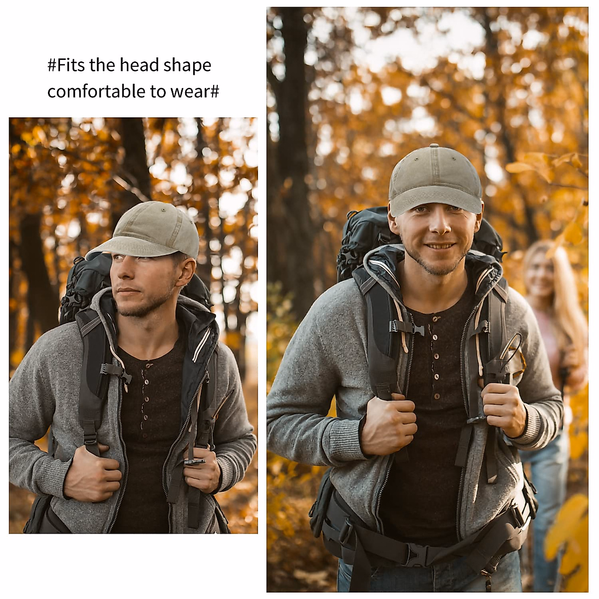 Edoneery Men Women Baseball Cap-Low Profile Adjustable Washed Cotton Golf Dad Hat Khaki