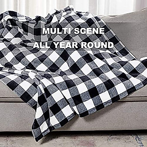 Fomoom Buffalo Plaid Blanket, Buffalo Blanket for Couch Bed Sofa Chair, Soft Cozy Flannel Black White Check Pattern Decorative Blanket, Lightweight Fuzzy Buffalo Throw Blanket, 90x108 Inch