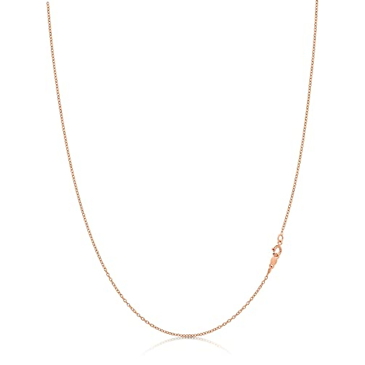 KEZEF Cable Chain Necklace Sterling Silver Italian 1.3mm Rose Gold Plated Nickel Free 20 inch