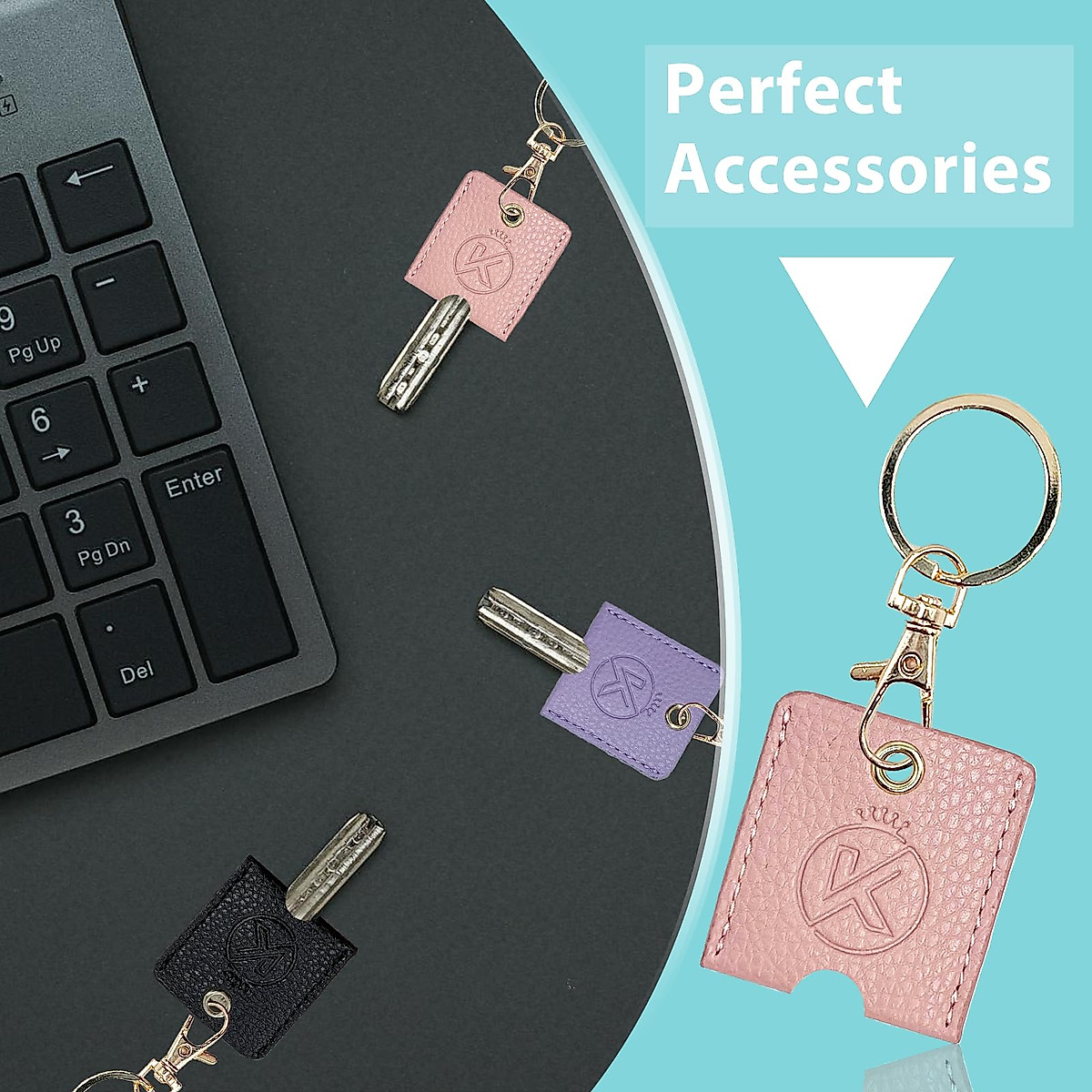 KRSURERICHER Universal Leather Key Sleeve, Key Covers, 3pcs Keychain Key Fod Protector for Broken Keys Car Keys (Pink)