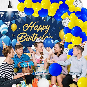 Royal Blue and Yellow Balloons Garland Arch, 122PCS Blue Yellow Balloons Silver Confetti Balloons for Wedding Baby Shower Anniversary Birthday Class of 2024 Graduation Party Decorations Blue Yellow