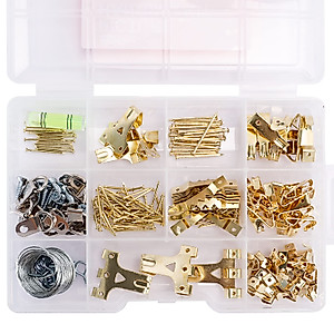 Hongway 276pcs Picture Hanging Kit, Picture Hanger Assortment, Heavy Duty Frame Hooks with Nails, Hanging Wire, Screw Eyes, D Ring and Sawtooth Hardware for Frames Mounting