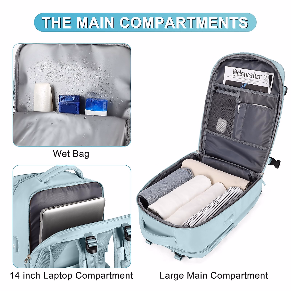 coofay Personal Item Travel Backpack For Women Men Airline Approved Carry On Backpack Flight Approved Waterproof Sports Luggage Backpack Casual Daypack Small Hiking Backpack