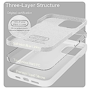Ktele Compatible with iPhone 13 Pro Max Case 6.7 inch Premium Liquid Silicone with [Soft Anti-Scratch Microfiber Lining] Gel Rubber Full-Body Bumper Protection Case for iPhone 13 Pro Max - White