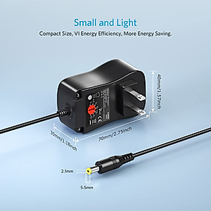 Belker 36W Universal 3V 4.5V 5V 6V 7.5V 9V 12V AC DC Power Adapter Supply for Household Electronics Routers TV Boxes LCD CCTV Cameras - 0.5A 1A 1.5A 2A 2.5A 3A 2500mA Max.