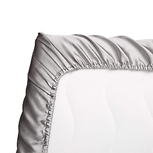 Pro Goleem Satin Pack n Play Playard Sheet Fitted 2 Pack Great for Baby Hair Silk Feeling 27x39 Inch Portable Mini Crib Sheet Playard Mattress Cover Unisex White and Gray