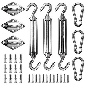 DOEWORKS Shade Sail Hardware Sun Shade Sail Kit 6 Inch Heavy-Duty Stainless Steel Sets for Triangle Shade Sails Outdoor Installation
