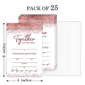 ESAMP Pink Rose Gold Wedding Invitations, Fill-in Blush Confetti Wedding Party Invitation Kit, Party and Reception Supplies (25 Cards and Envelopes), Perfect for the Wedding Shower-20